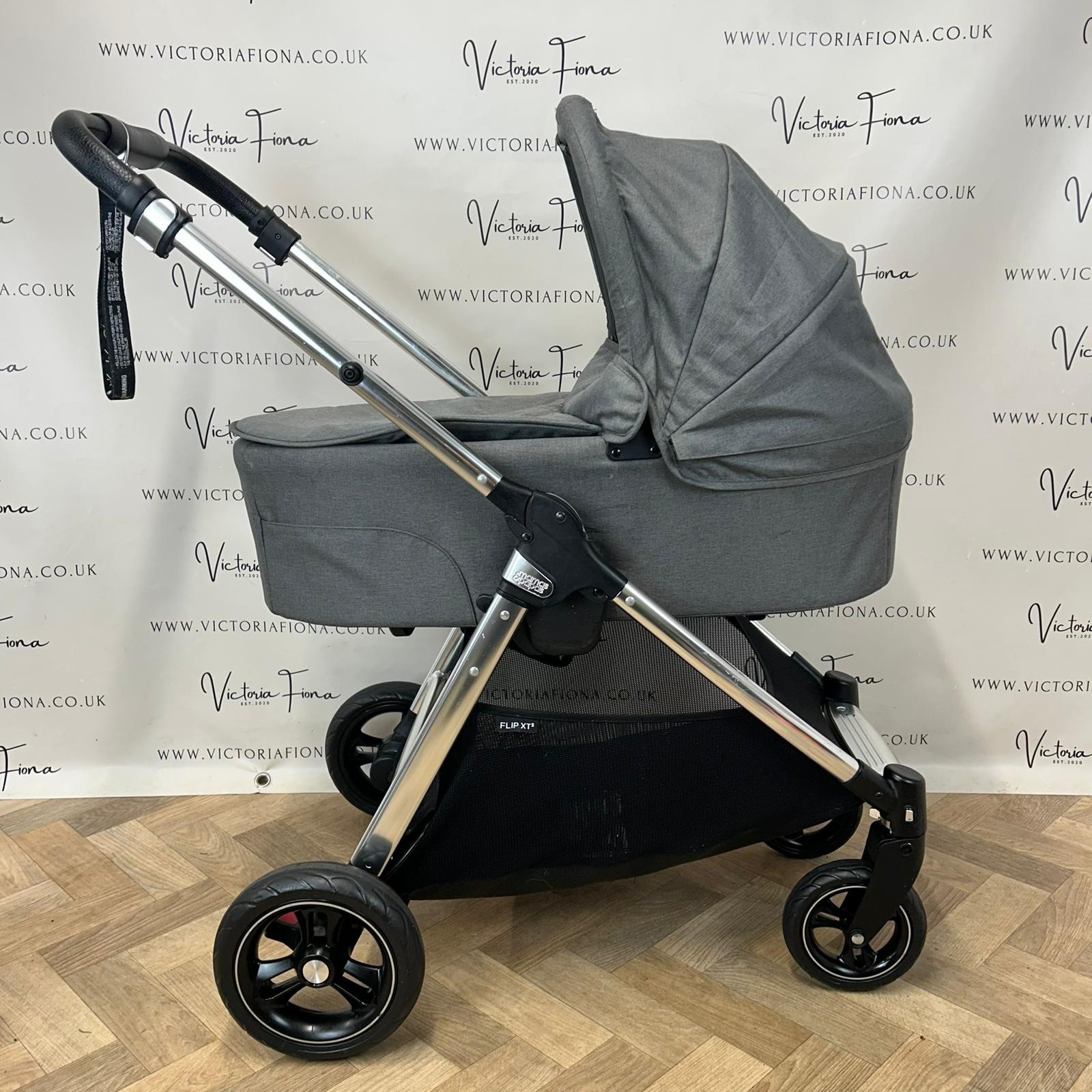 PRELOVED Mamas And Papas Flip xt3 Pushchair & Carry Cot - Harbour Grey ...